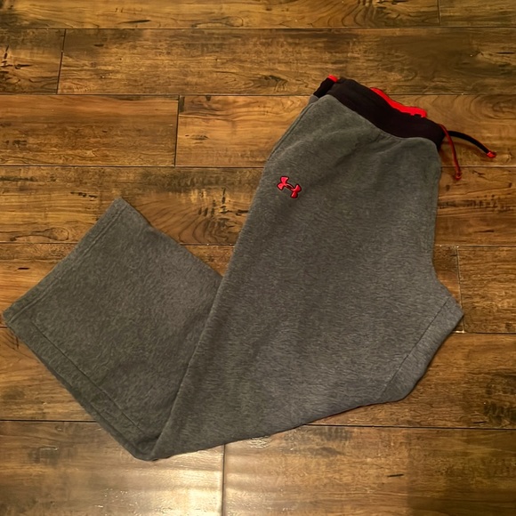 Under Armour | Pants | Mens Gray Red Under Armour Fleece Sweatpants ...